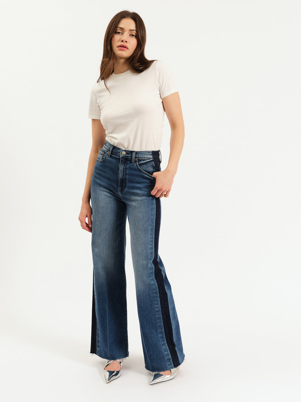 Far Out High Rise Wide in Tuxedo – Daze Denim